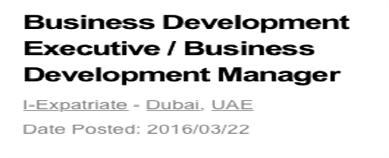 Business Development Executive / Business Development Manager - Job ...